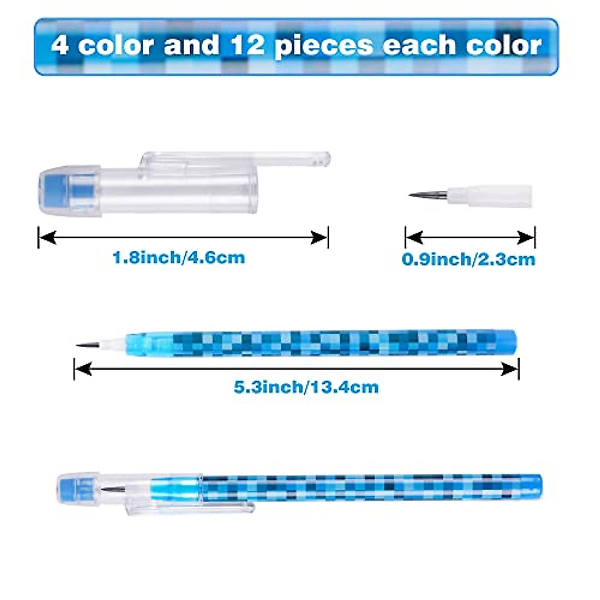 Kolewo4ever 48pcs Minecraft Pixel Pencils Pixel Miner Multi Point Pencils Stackable Pencil with Matching Eraser Party Favor Craft Classroom Rewards Prizes Goody Bag Treat Bag Stuffers