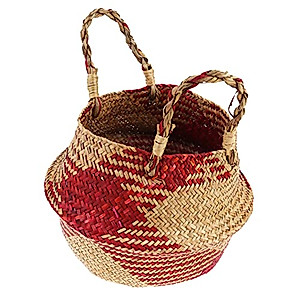 BUGUUYO Arched Flower Basket Bamboo Red
