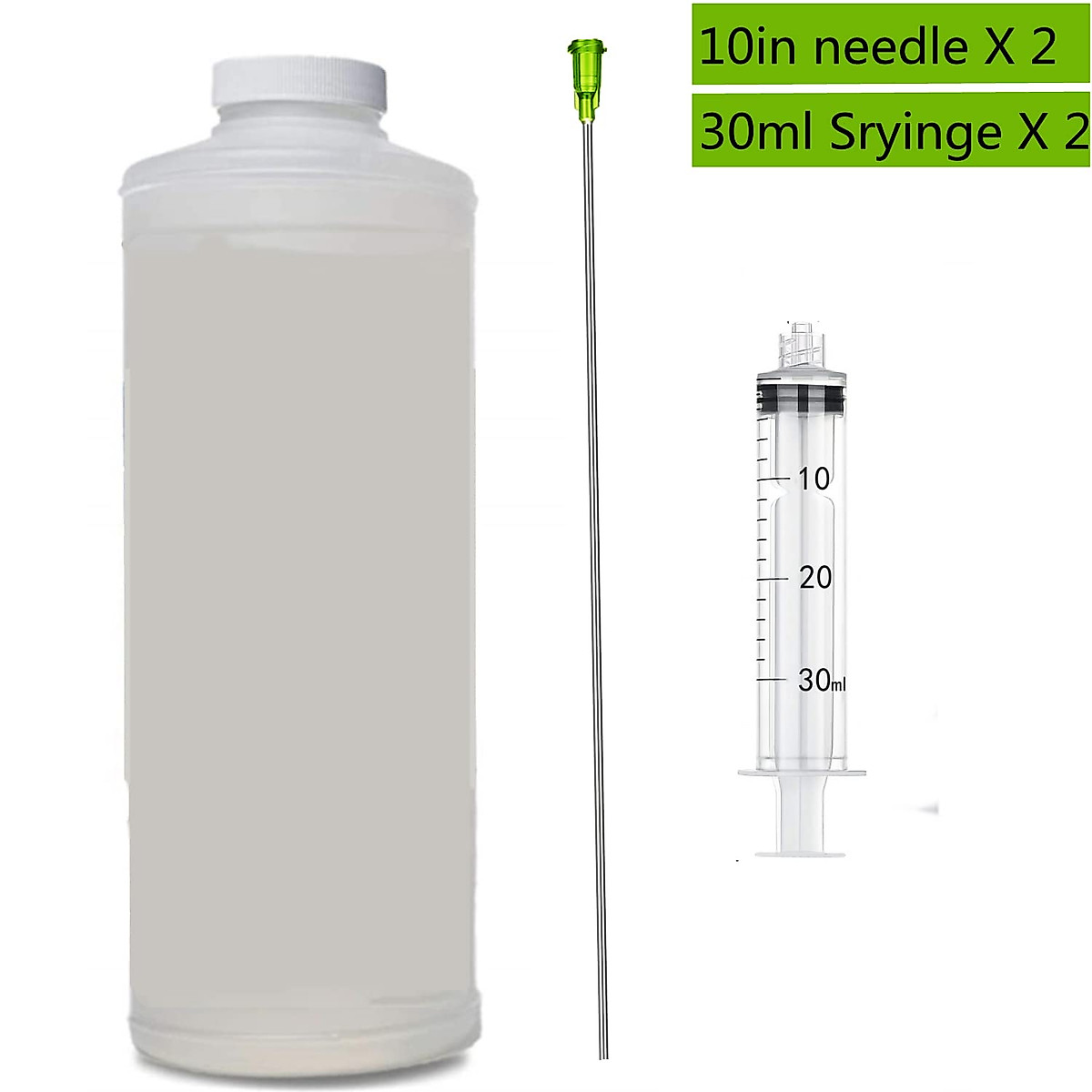 2Pcs 30ml Plastic Syringes and 2Pcs Blunt Needle Tip Luer Lock 14Ga x 10", Great for Scientific Labs, Measuring and Refilling