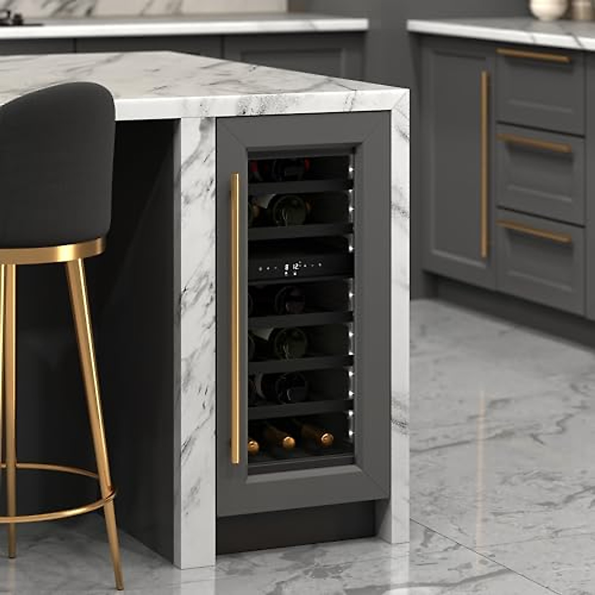 KoolMore KM-CW28DZ-BPR Reserve 15 in. Under-Counter Panel Ready Dual Zone Built-in Wine Cooler with Black Shelves and 23 Bottle Capacity