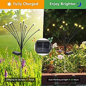 undreem Solar Garden Lights Outdoor,Upgraded Solar Firefly Lights 4 Pack Waterproof Bright Warm White Pathway Decorative for Yard Patio Landscape Driveway Decor