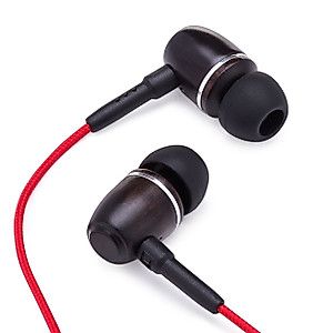 Onyx Noise Cancelling in-Ear Wired Headphones with Mic, 3.5mm Plug Compatible with iPhones, iPads, Android Phones, Computers & Laptops (Red)