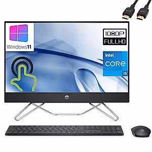 HP 2023 24 23.8" Touchscreen FHD All-in-One Desktop Computer, 12th Gen Intel 10-Core i5-1235U(Beat i7-1195G7), 16GB DDR4 RAM, 1TB PCIe SSD, WiFi 6, Bluetooth 5.2, Black, Windows 11, BROAG HDMI Cable