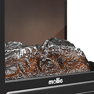 mollie 21-Inch Electric Fireplace Stove 1500W Portable Indoor Freestanding Fireplace Heater with Flame Effect and Adjustable Temperature, Overheating Protection (Black)