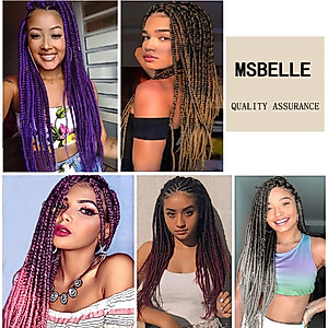 MSBELLE 6 Packs/Lot Pre Stretched Braiding Hair Crochet Braid Hair 26 Inch Hot Water Setting Synthetic Fiber Burgundy Braiding Hair Extensions 100g/Pack(26 INCH,900#)