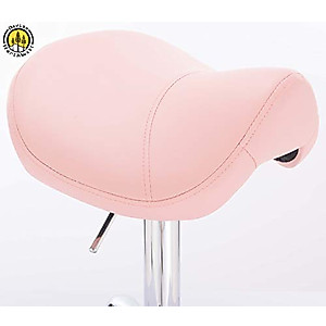 DevLon NorthWest Professional Saddle Stool Series Hydraulic Swivel Comfortable Ergonomic with Heavy Duty Metal Base for Clinic Dentist Spa Massage Salons Studio (LIGHT PINK)