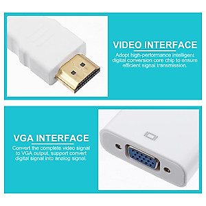 Milisten 2pcs vga cable portable Adapter Home Converter Video Cable Convert Cable Adapter Cable Multi Function Adapter VGA Converter 1080p Office Supplies abs white Multifunction