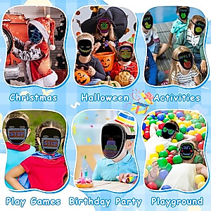 Ompusos LED Mask for kids - Gesture Sensing Transforming Light Up Face Mask for Halloween Rave, Birthday, and Masquerade Parties