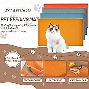 Pet Dog Cat Food Mat Silicone Dog Mat for Food and Water 28” Pet Feeding Mat Dog Bowl Mat Orange Pet Food Placemat