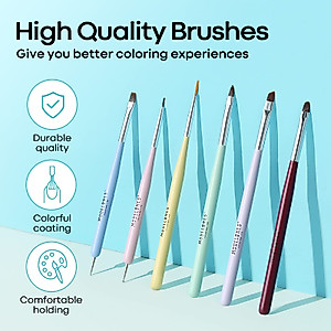 Modelones Nail Art Brush Set, Nail Art Tools with Nail Polish Brush, Nail Extension Gel Brush, Nail Liner Brush, Nail Carved Brush, Nail Dotting Pen, and Builder Nail Gel Brush for Salon at Home DIY