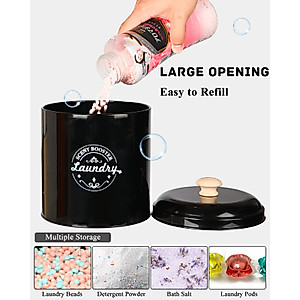 Laundry Scent Booster Beads Dispenser Container for Laundry Room Organization. Laundry Containers for Organizing with Lid. Metal Farmhouse Laundry Room Decor. Laundry Dispenser for Detergent (Black)