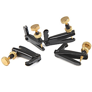 TIMESETL 4Pack Violin Fine Tuners for 4/4-3/4 Violin Metal String Adjuster Nickel Plated Anti Rust (Black + Gold)