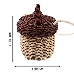 1Pc Rattan Woven Basket Bags Acorn Shaped Basket Wicker Straw Purse Rattan Bag Handwoven Crossbody Bag Mushroom Basket Wicker Basket for Girls Women