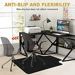 Hardwood/Tile Floor Chair Mat,Rolling Chair Mat,Protects Floors,Suitable for Home,Work,Game,Non-Slip Not Stuck Wheel,Easy to Clean,with Lip,Black(48"x36")