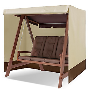 Outdoor Swing Cover Waterproof Durable Patio 3 Triple Seater Hammock Swing Glider Cover 87x49x67 inches All Weather Protection Outdoor Garden Furniture Covers (Beige)