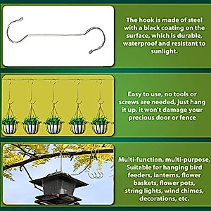 6 Pack 16 inch Extra Large S Hooks Heavy Duty Plant Hanging Hooks Long S Shaped Extension Hooks for Kitchenware,Utensils,Pergola,Closet,Flower Basket,Garden,Patio,Indoor Outdoor Uses