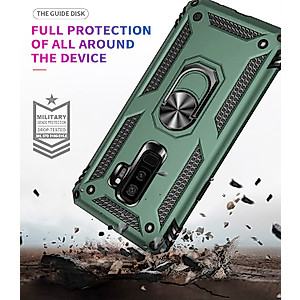 STARSHOP Galaxy S9 Plus Case, Samsung Galaxy S9 Plus Case, [NOT FIT S9 ] with [Tempered Glass Protector Included] Rotatable Metal Ring Kickstand Shockproof Drop Protection Phone Cover - Green