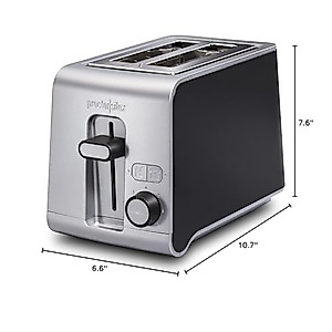 Proctor Silex 2 Slice Toaster with Extra Wide Slots, Sure-Toast Technology, Shade Selector & Bagel Setting, Black and Silver (22302)