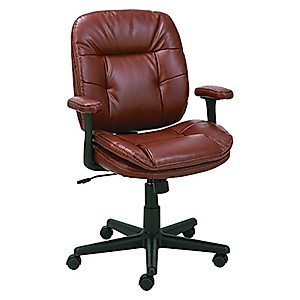 OIF Swivel/Tilt Leather Task Chair, Fixed T-Bar Arms, Chestnut Brown