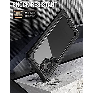 Poetic Guardian Case [6FT Mil-Grade Drop Tested] Designed for with Samsung Galaxy S22 Ultra 5G 6.8" (2022), Built-in Screen Protector Work with Fingerprint ID, Full Body Shockproof Case, Black/Clear