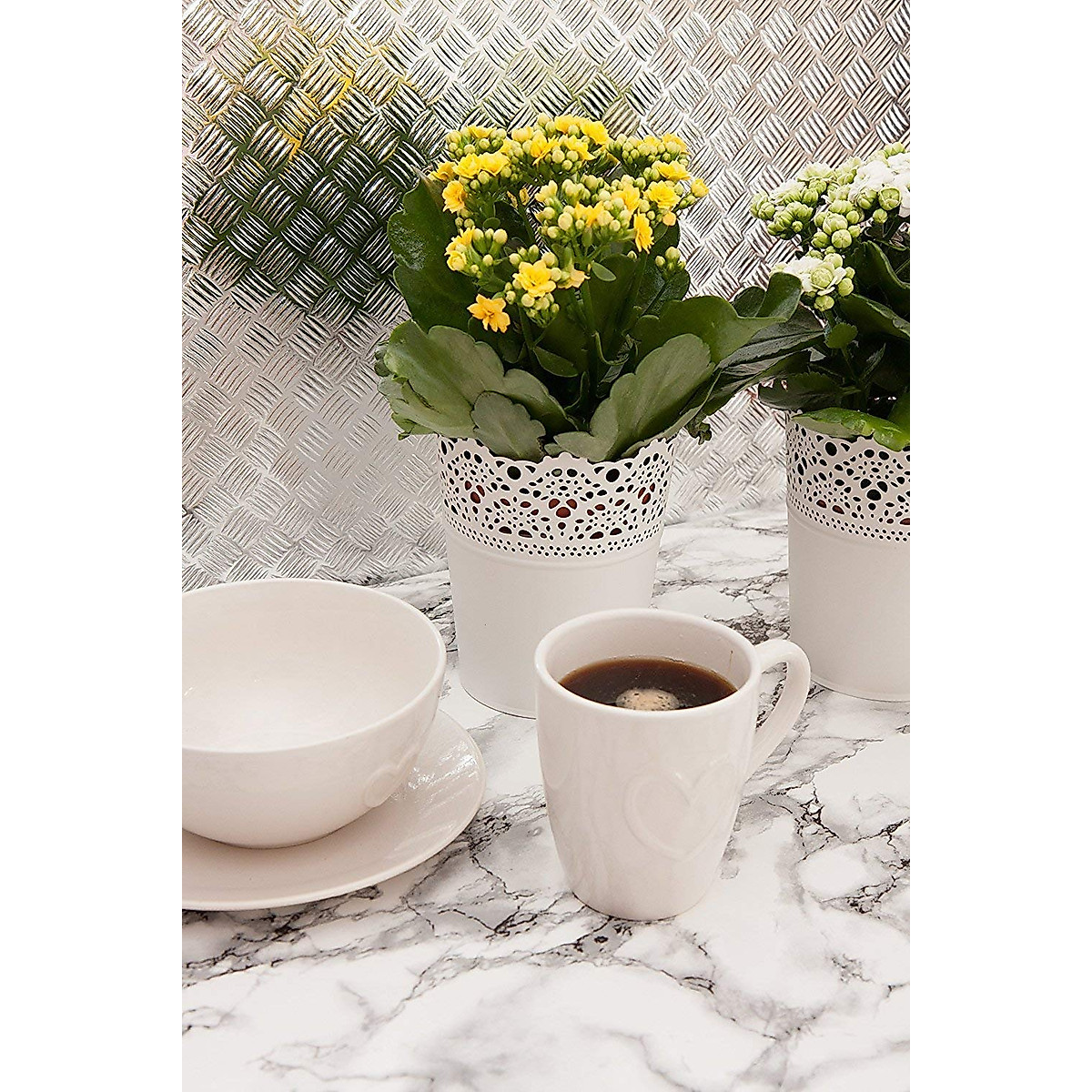 d-c-fix 346-0047-2PK Decorative Self-Adhesive Film, Marble White, 17" x 78" Roll, 2-Pack