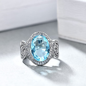 YAZILIND Wedding Ring Oval Geometric Shape Cubic Zirconia Engagement Bridal Rings Ladies Statment Jewelry(Size 7)