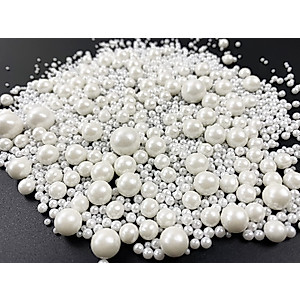 Edible Pearl Sugar Sprinkles White Candy 120g/ 4.2oz Baking Edible Cake Decorations Cupcake Toppers Cookie Decorating Ice Cream Toppings Celebrations Shaker Jar Wedding Shower Party Christmas Supplies