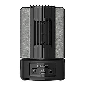 Lasko SB100 SlumberBreeze 2-in-1 Small Table Fan and White Noise Machine for Better Sleep in the Bedroom and Focus in the Home Office, Black