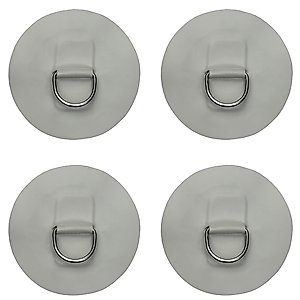 YYST 4 X Stainless Steel D-ring Pad/patch for PVC Inflatable Boat Raft Dinghy Kayak - No Glue included- Instruction Included- Light Grey