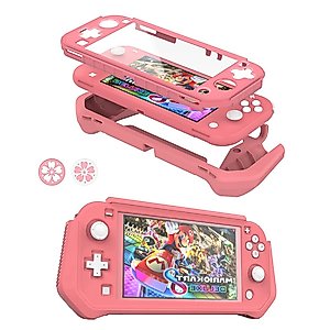 Protective Case for Nintendo Switch Lite, Switch Lite Case with Detachable Screen Protector Cover + Hand Grip Case Compatible with Nintendo Switch Lite 2019, Pink