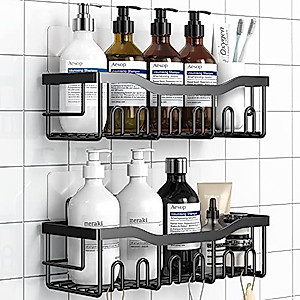 Shower Caddy 2 Pack,Adhesive Shower Organizer for Bathroom Storage&Home Decor&Kitchen organizers and storage,No Drilling,Large Capacity,Rustproof Stainless Steel Bathroom Organizer,Bathroom Decor Sets