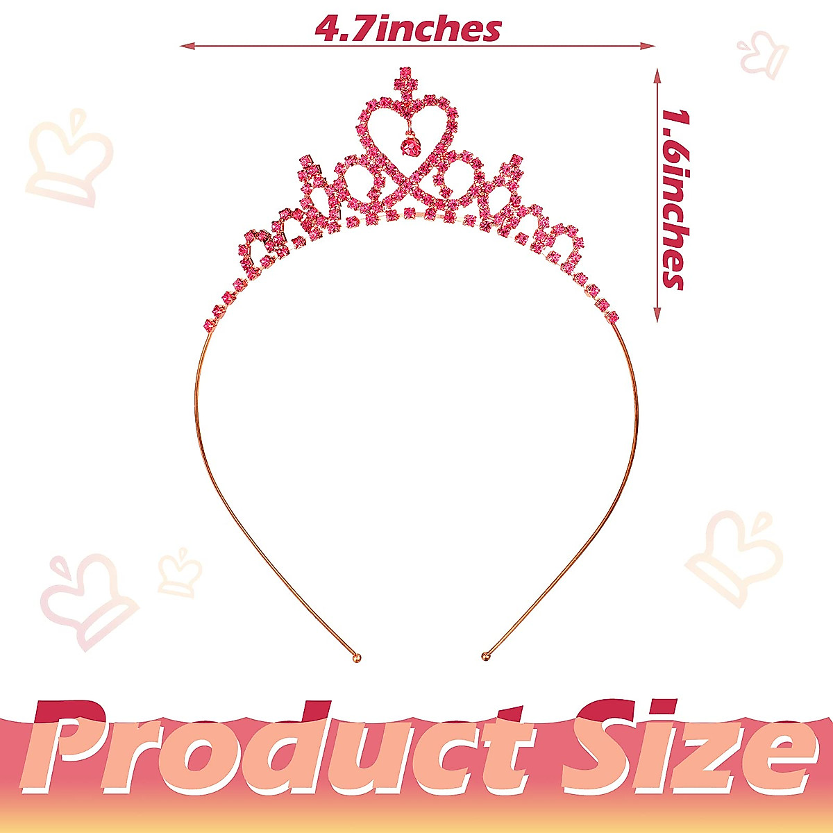 2 Pieces Girls Crystal Tiara Princess Crystal Headband Heart Rhinestone Tiara Crown for Kids Wedding Birthday Party (Classic Style)