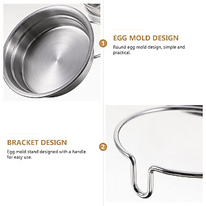 Cabilock Egg Boiling Non Stick Egg Poacher Poacher Egg Holder Stainless Steel Egg Poacher Pan Insert Metal Egg Cups with Pastry Brush for Poached Eggs Poached Egg Tool Nonstick Egg Poacher