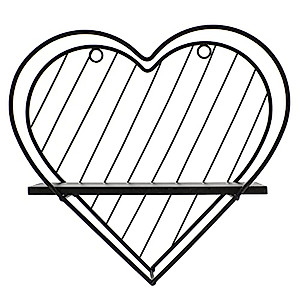 Spec101 Metal Floating Shelf - Decorative Heart Design Hanging Shelf Wall Decor for Food, Collectibles, or Decoration
