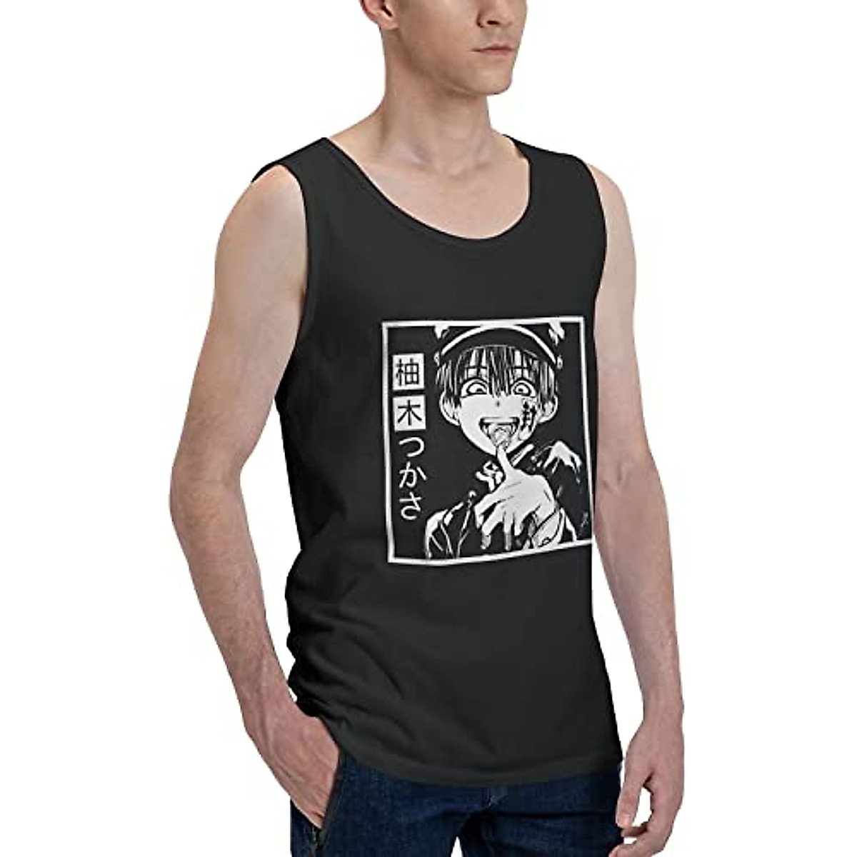 Toilet-Bound Anime Hanako-Kun Men's Tank Tops Tshirt Cool Custom Sleeveless Shirts Black 3X-Large