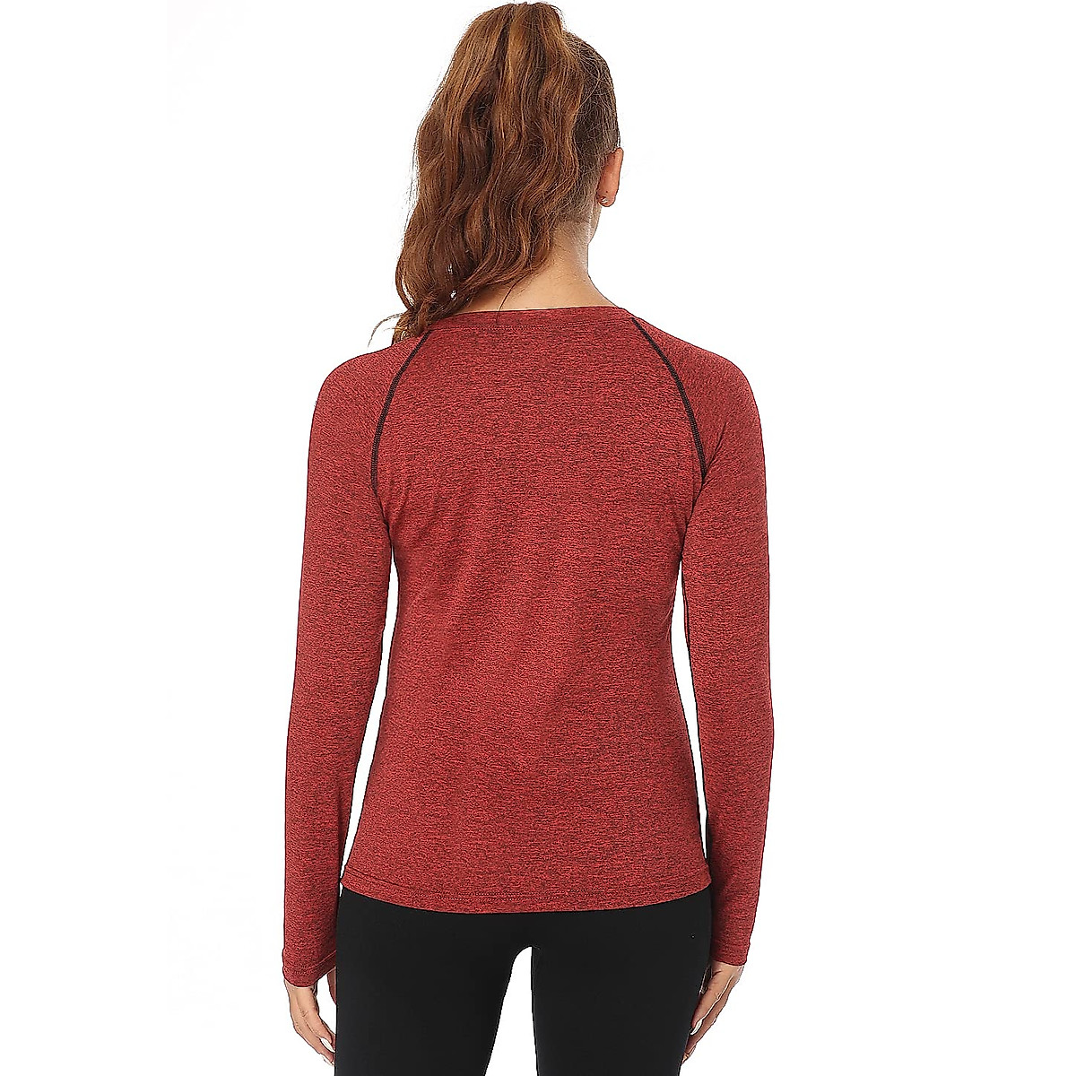 Star Vibe Dry Fit Long Sleeve Tshirt for Women Moisture Wicking Long Sleeve Tee Outdoor Compression Running Workout Tops 4 Pack Black/Grey/Navy/Wine red L