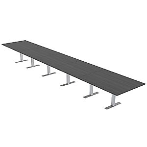 SKUTCHI DESIGNS INC. 22 Person Large Rectangular Boardroom Table | Modular Conference Table Metal T Bases | Harmony Series | 22 Ft | Asian Night