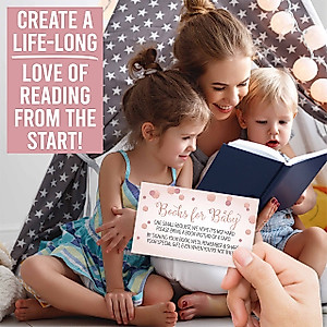 25 Book Request Baby Shower Guest Book Alternative - Gold Baby Shower Invitation Inserts, Books For Baby Shower Request Cards, Bring A Book Instead Of A Card, Baby Shower Book Request For Girls