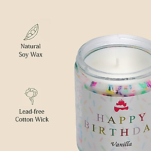 Happy Birthday Candle - Birthday Gifts for Women, Best Friend Birthday Gifts Ideas, Natural Soy Wax Vanilla Scented Candles