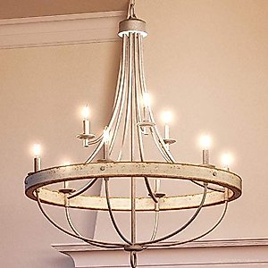 Urban Ambiance Luxury Modern Farmhouse Chandelier, Large Size: 40-1/2" x 35-1/4", with French Country Style Elements, Galvanized Steel Finish, UHP2902 from The Adelaide Collection