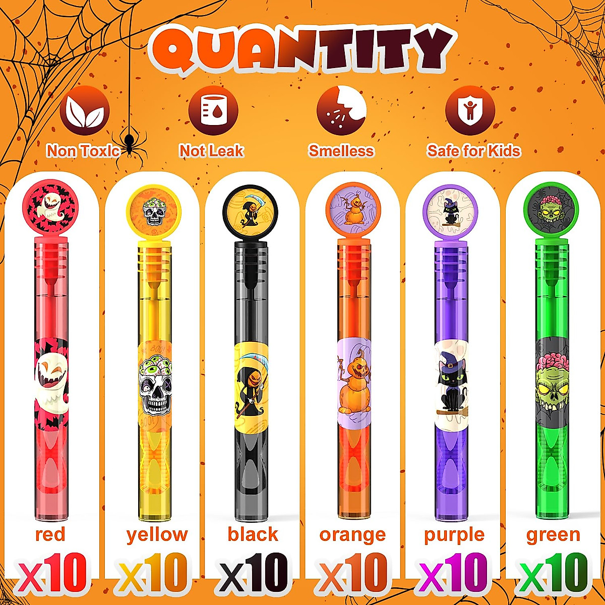 60 Pcs Halloween Bubble Wand, Halloween Party Favors for Kids, Party Supplies Mini Bubbles Bulk Halloween Toys Gifts Classroom Prizes for Toddlers Boys Girls Party, Easter Basket Stuffers Goodie Bag