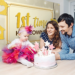 1st Time Homeowner Backdrop Banner Decor Gold Glitter – Housewarming Party Theme Decorations for Men Women Baby Shower Supplies