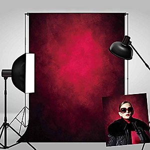 Haboke 5X7ft Durable Soft Fabric Abstract Red Portrait Photography Backdrops for Photo Shoot Studio Booth Props