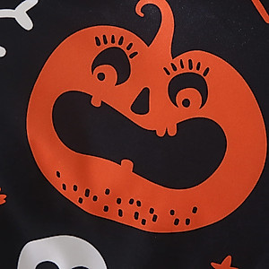 Halloween Duvet Cover Set Queen,3 Pieces Black Skull Pumpkin Comforter Cover Set with 2 Pillowcases Ghost Festival Themed Bedding Set Queen90 x90(Not Comforter)