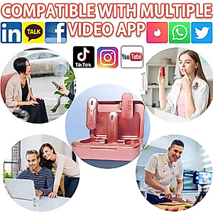 JIIFO Lavalier Microphone for iPhone iPad(2 TX + 1 RX + Charging Case),Wireless Clip Mic,Plug-Play Microphone for iPhone Video Recording,Interview Live Stream,Podcast,YouTube,TikTok(Pink)