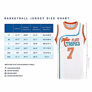 Flint Tropics Jackie Moon #33 Coffee Black #7 Semi Pro 90s Hip Hop Clothes for Party Men Basketball Jersey Green White (7 White, Medium)