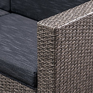 Christopher Knight Home Puerta Outdoor Wicker Loveseat with Cushions, Grey / Mixed Black Cushions