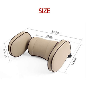 Car Seat Headrest Pillow, Support Neck Pillow Head Protection Cervical Spine Adjustable on Both Sides Telescopic Version PU Leather Universal for Kids Adults Travel(Side Pillow + Headrest Pillow)