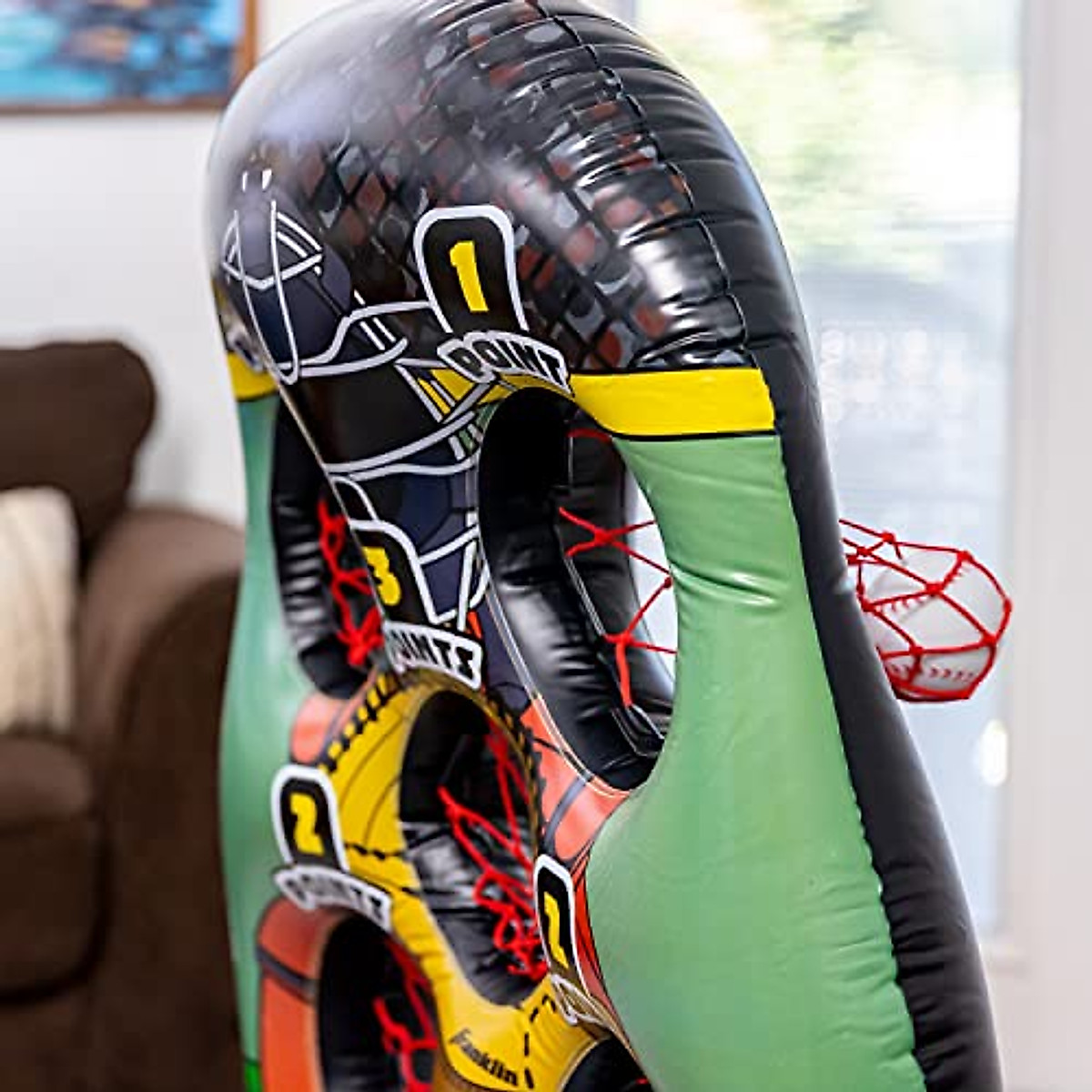 Franklin Sports 5-Hole Inflatable Baseball Target - Inflatable Baseball Throwing Target with Baseballs - Kids Baseball Toss Game - 45" Target