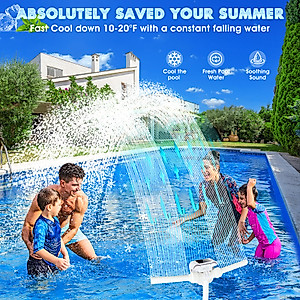 Pool Fountain with Solar Pool Light Show,Adjustable Dual Spray Sprinkler Pool Fountain for Inground Pool Waterfall,Swimming Pool Water Fountain,Fun Pool Waterfall Sprayer for Pool Cooling Fountain